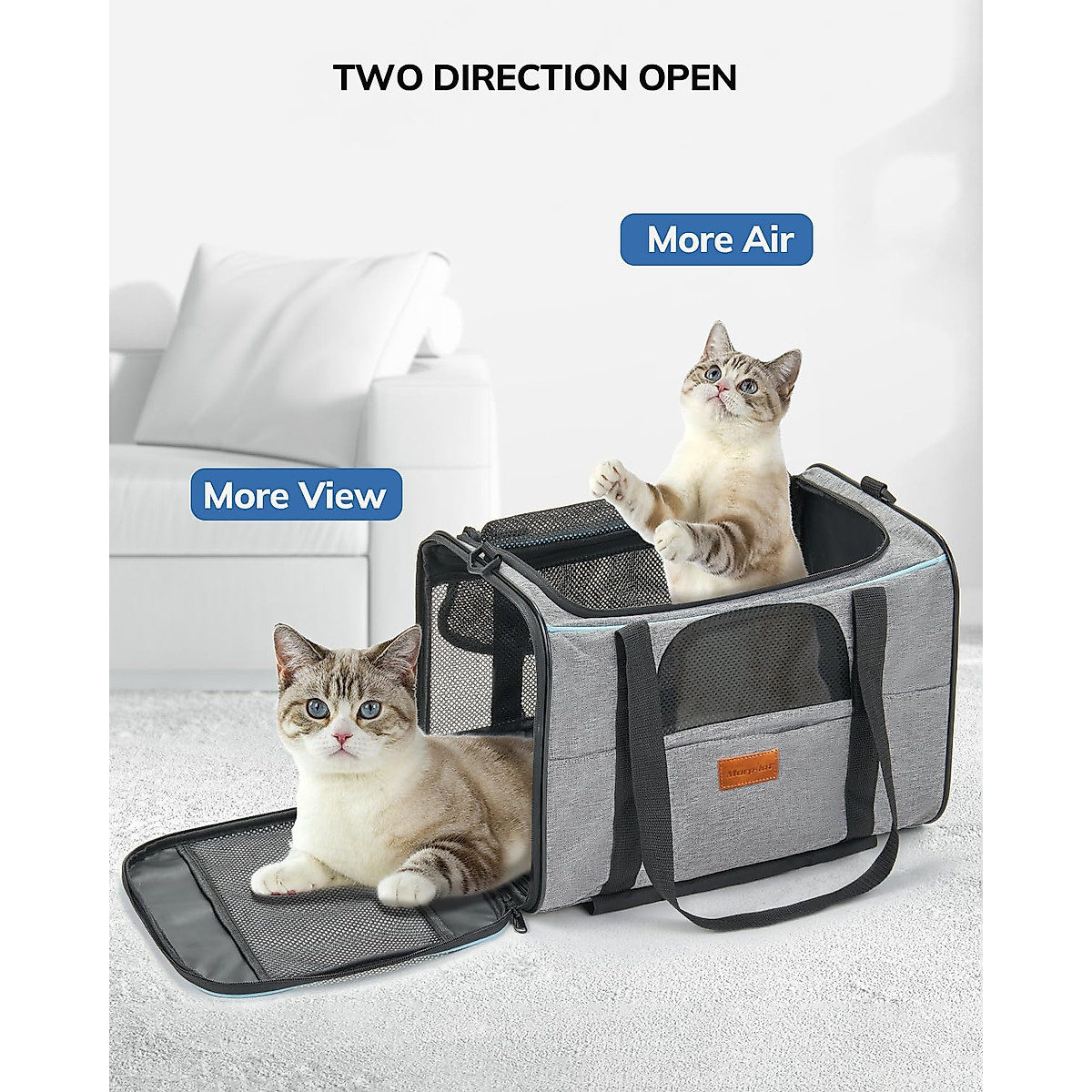 Morpilot Cat and Dog Carrier with Detachable Wheels - Airline Approved Rolling Carrier for Small Pets and Cats - Foldable Pet Travel Bag