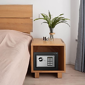 JUGREAT Safe Box with Induction Light,Electronic Digital Security Safe Steel Construction Hidden with Lock，Wall or Cabinet Anchoring Design for Home Office Hotel Business 0.23 Cubic Feet Black