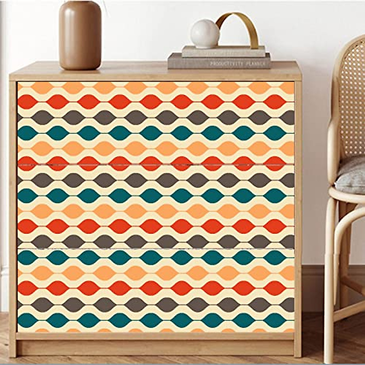 Red＆Yellow＆Green Peel and Stick Wallpaper Contact Paper 15.7”×196.8” Removable Wall Coverings for Home Decorative Table and Door Renovated