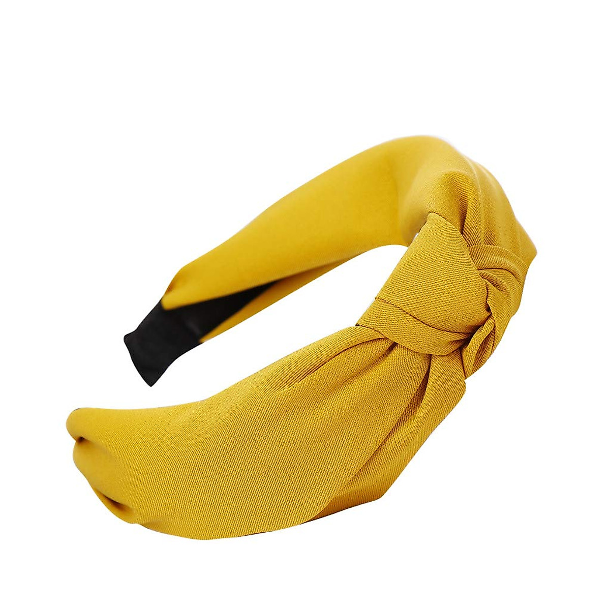 HYSGM Women Fashion Bow Knot Hairband Solid Color Wide Hair Head Hoop Casual Headband (Yellow)