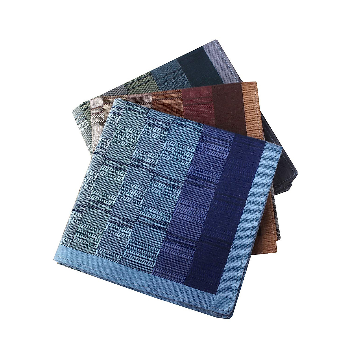 Mens Luxury 100% Cotton Handkerchiefs Plaid 6PCS