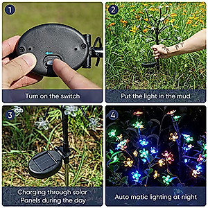 IUEECEN Solar Flowers Lights Outdoor Solar Garden Lights Decorative,2Pack 20LED Solar Outdoor Lights Waterproof Fairy Lights Pathway Walkway Patio Yard Landscape Decoration Christmas Garden Decor