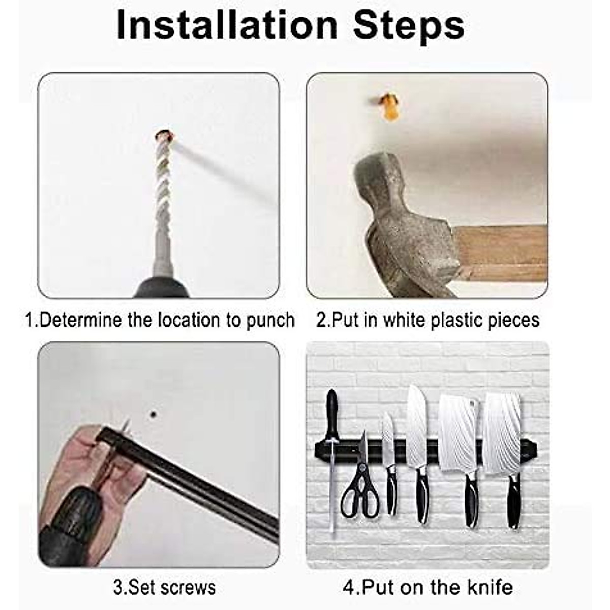 Magnetic Knife Storage Strip, Knife Holder, Knife Rack, Knife Strip, Kitchen Utensil Holder, Tool Holder, Multipurpose Magnetic Knife Rack（15 Inch ）