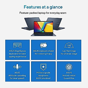 ASUS 2023 Newest Vivobook 15 Laptop, 15.6" Full HD Display, Intel Core i3 1215U Up to 4.4GHz, 16GB RAM, 1TB SSD, Intel UHD Graphics, WiFi, Bluetooth, Business, Windows 11 Home S, Bundle with JAWFOAL