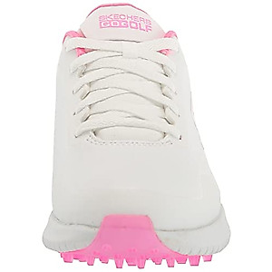 Skechers Women's Go Max Arch Fit Spikeless Golf Shoe Sneaker, White/Pink Waterproof, 6.5