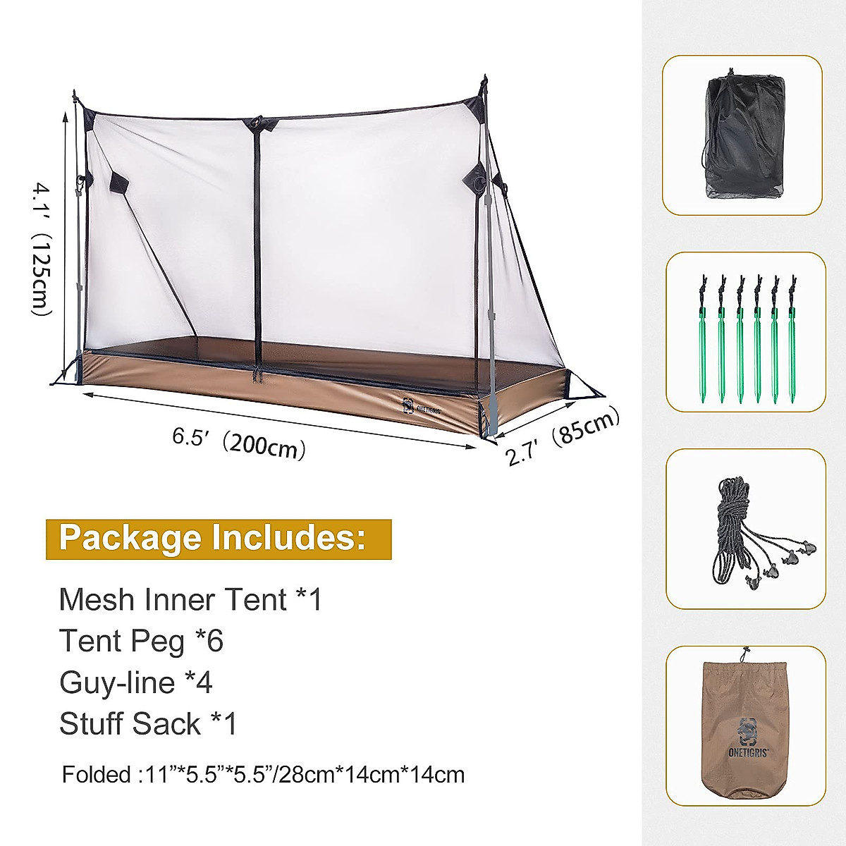 OneTigris Solo Mesh Tent, Ultralight Screen House with 3000 Waterproof Bathtub Floor for Camping Hiking Backpacking Traveling Fishing Patio