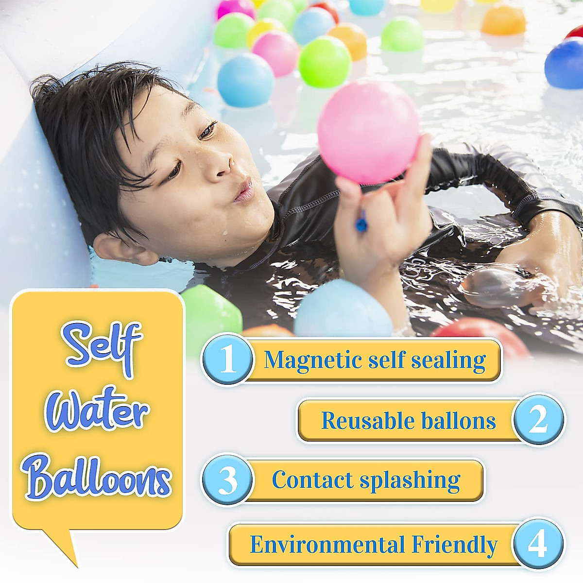 Reusable Water Balloons for Kids Adults 16 PSC, Self-Sealing Silicone Water Balloons Quick Fill Water Splash Balls, Summer Fun Outdoor Toys, Pool Toys, Water Park, Summer Party(16 balls)