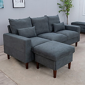 Panana Sectional Sofa Couches for Living Room Modern Linen Fabric L-Shaped Couch 3-Seat Sofa for Apartment and Small Space