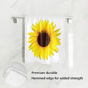 Yellow Sunflower Guest Hand Towels for Bathroom Summer Kitchen Dish Towel 16x30 in, Multipurpose Soft Quality Premium Washcloths Fingertip Bath Towel Decor for Hotel Spa Gym Sport 30 x 15 inches