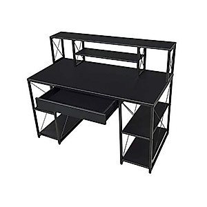 SSLine 47 Inch Computer Home Office Desk with Hunch,Modern Computer Desk with Open Shelves,Writing Desk Study Writing Table with Drawer,PC Laptop Study Table Workstation for Home Office