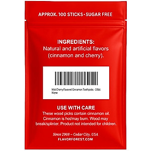 Wild Cherry Flavored Cinnamon Toothpicks - 100ct