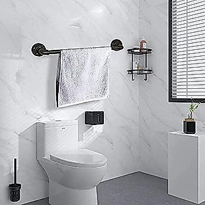 Industrial Steel Pipe Towel Rack Holder,Wall Mounted Heavy Duty Towel Bar, Matte Black Finish Hand Towel Rod for Bathroom(2 Pack) (12inch)