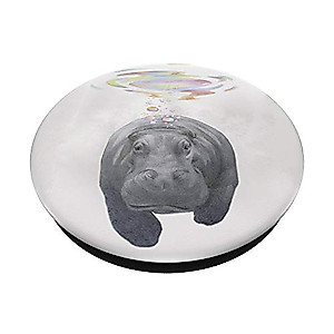 Funny Hippo with rainbow art PopSockets PopGrip: Swappable Grip for Phones & Tablets