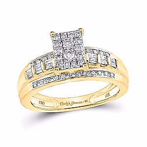 10kt Yellow Gold Round Diamond Cluster Bridal Wedding Engagement Ring 1/2 Cttw