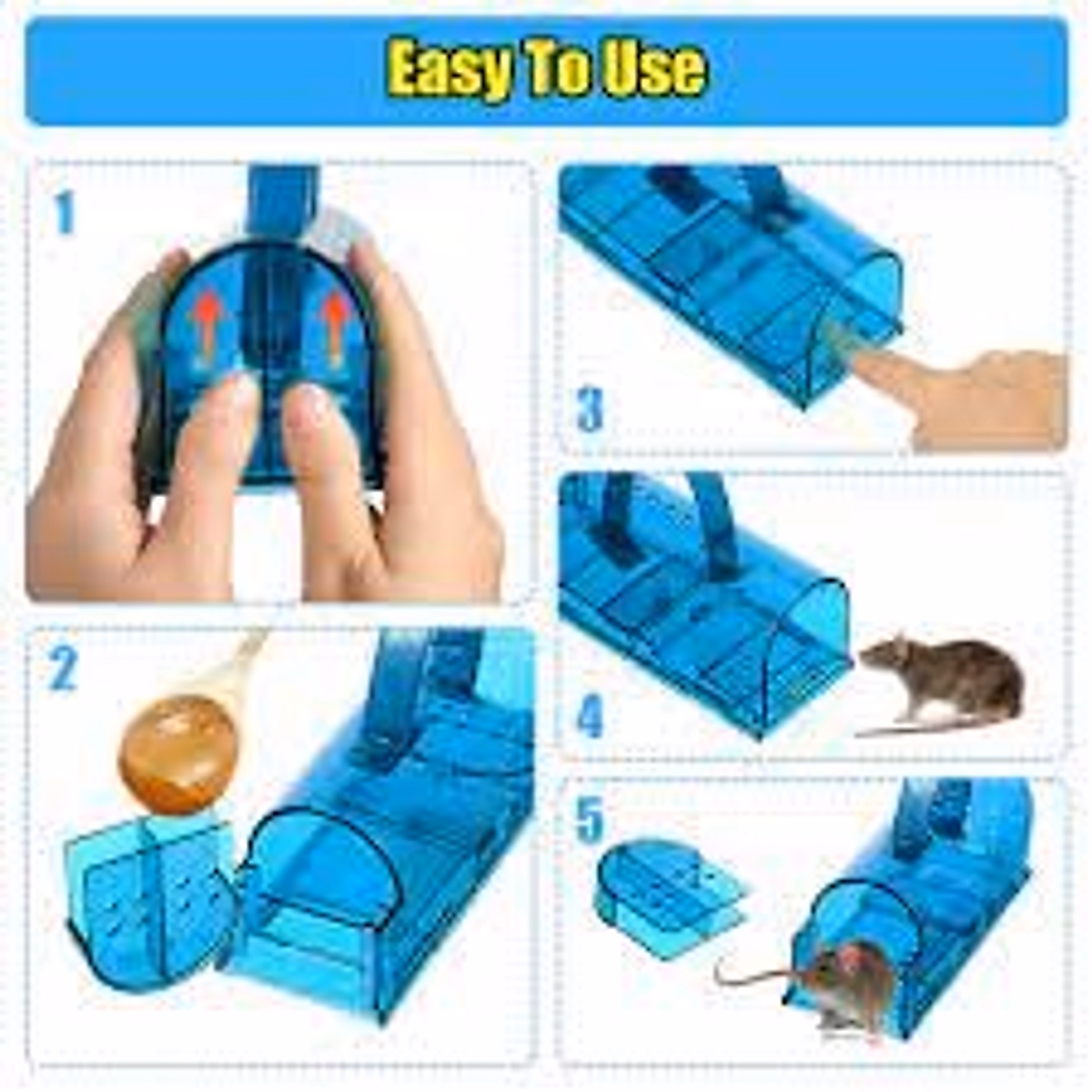 Generic PestSimple Humane Mouse Trap. Catch and Release. No Kill. 2 Pack, Blue/Brown