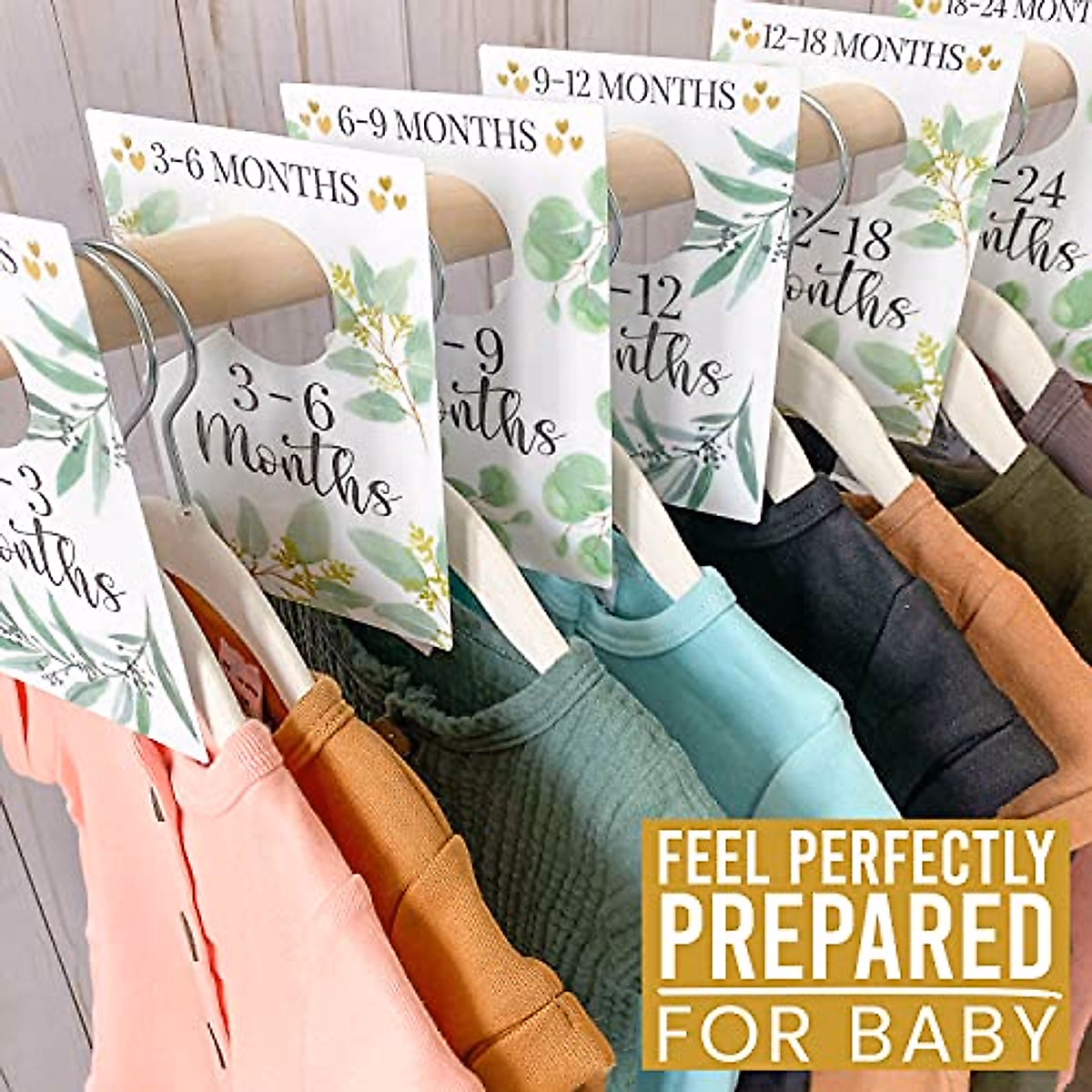 6 Hanger Dividers Baby Closet Size Dividers - Greenery Baby Closet Dividers, Baby Closet Organizer For Nursery Organization, Baby Essentials For Newborn Essentials, Nursery Closet Dividers Girl or Boy