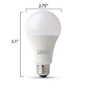 Feit Electric A19 100W Equivalent LED Light Bulbs, Dimmable, 5000k Daylight, 1600 Lumens, 22 Year Lifetime, E26 Base, CRI 90, UL Listed, Damp Rated, 2 Pack, OM100DM/950CA/2