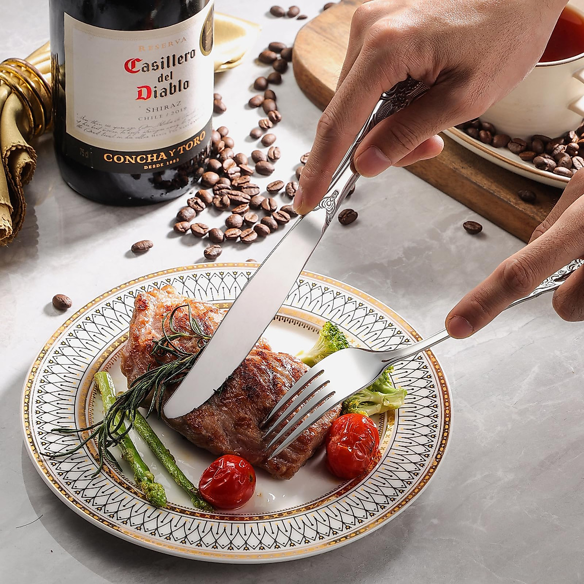 Silverware Set Service for 4, 20-Piece Premium Stainless Steel Flatware Set Includes Fork Spoon Knife, Gorgeous Cutlery Set, Anti-Rust Kitchen Utensils Set, Silver, Poylim