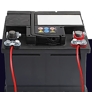 Tallew 4 Pieces Battery Terminals Connector 2 Packs Zinc Plated Car Battery Cable Terminal Connector Top Terminal 2 Pairs Anti Corrosion Terminal Washer Fiber (Black, Red)