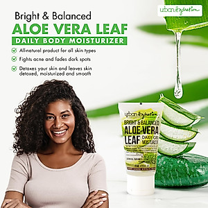 Urban Hydration Bright & Balanced Aloe Vera Leaf Facial Gel Moisturizer | Lightweight, Hydrates, Reduces Inflammation, Fights Acne, Anti-Aging Benefits For Smooth Skin, All Skin Types | 2.5 Fl Ounce