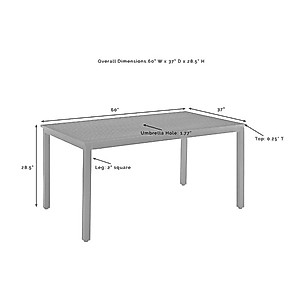 Crosley Furniture Kaplan 6-Person Rectangular Outdoor Dining Table with Umbrella Hole for Outside Patio, Oil-Rubbed Bronze