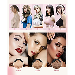 Peikey Breastplate Silicone Breast Forms with Bra B-G CUP Breast Plates for Crossdressers Drag Queen Mastectomy,Nude,Cotton Filler,B CUP