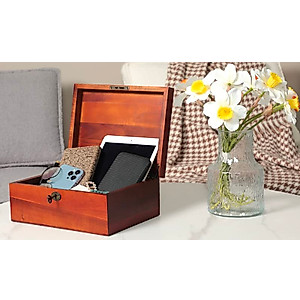 Wood Treasure, Keepsake, Memory Box - Large, 11x8.5x5in - Acacia Hardwood Keepsake and Personal Storage Box with Hinged Locking Lid.