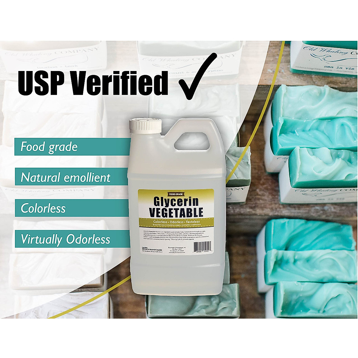 Vegetable Glycerin - Half Gallon (64oz)- All Natural, USP Grade - Premium Quality Liquid Glycerin, Excellent Emollient Qualities, Amazing Skin and Hair Benefits, DIY Beauty Products.