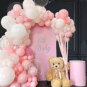 AIBIIN 2.6x6ft Pink Arch Wall Backdrop Round Top Backdrop Cover Valentine's Day Round Top Arch Frame Cover 2-Sided Fit Backdrop Stand for Wedding Baby Shower Birthday Bridal Shower Events Party Decor