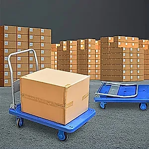 Generic Flatbed Hand Cart Platform Hand Truck Folding Moving Trolley with Quiet Wheels for Warehouse Restaurants Small Cart 440lbs Weight Capacity Heavy Duty Flatbed Cart (Size : 50 * 70)