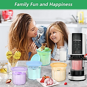 FENKOA Containers Replacement Ice Creami Pints and Lids, 16oz Containers Compatible with Ninja NC301 NC300 NC299AMZ Series Ice Cream Maker - BPA Free - Dishwasher Safe (Green,Blue,Purple,Yellow)