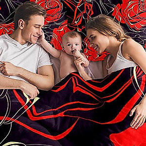 VAPOKF Duvet Covers Set Twin Size Soft and Breathable Microfiber Comforter Bedding Set 1 Duvet Cover 2 Pillowcase with Zipper Closure for Kids Women Men, Red Roses