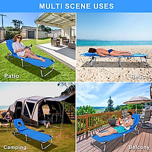 FirstE Portable Beach Lounge Chair 2PCS, Sunbathing Recliner with Tanning Face Hole Removable Pillow, Folding Beach Chaise Chair with 4 Position Adjustable, Outdoor Lounge Chair for Patio Pool