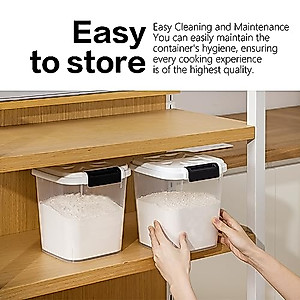 LivLab 10LBS Flour Container - Rice Dispenser 10LBS/5KG/5Qt Food Cereal Container Bins with Measuring Cup for Household Pantry Organization (10 LBS)