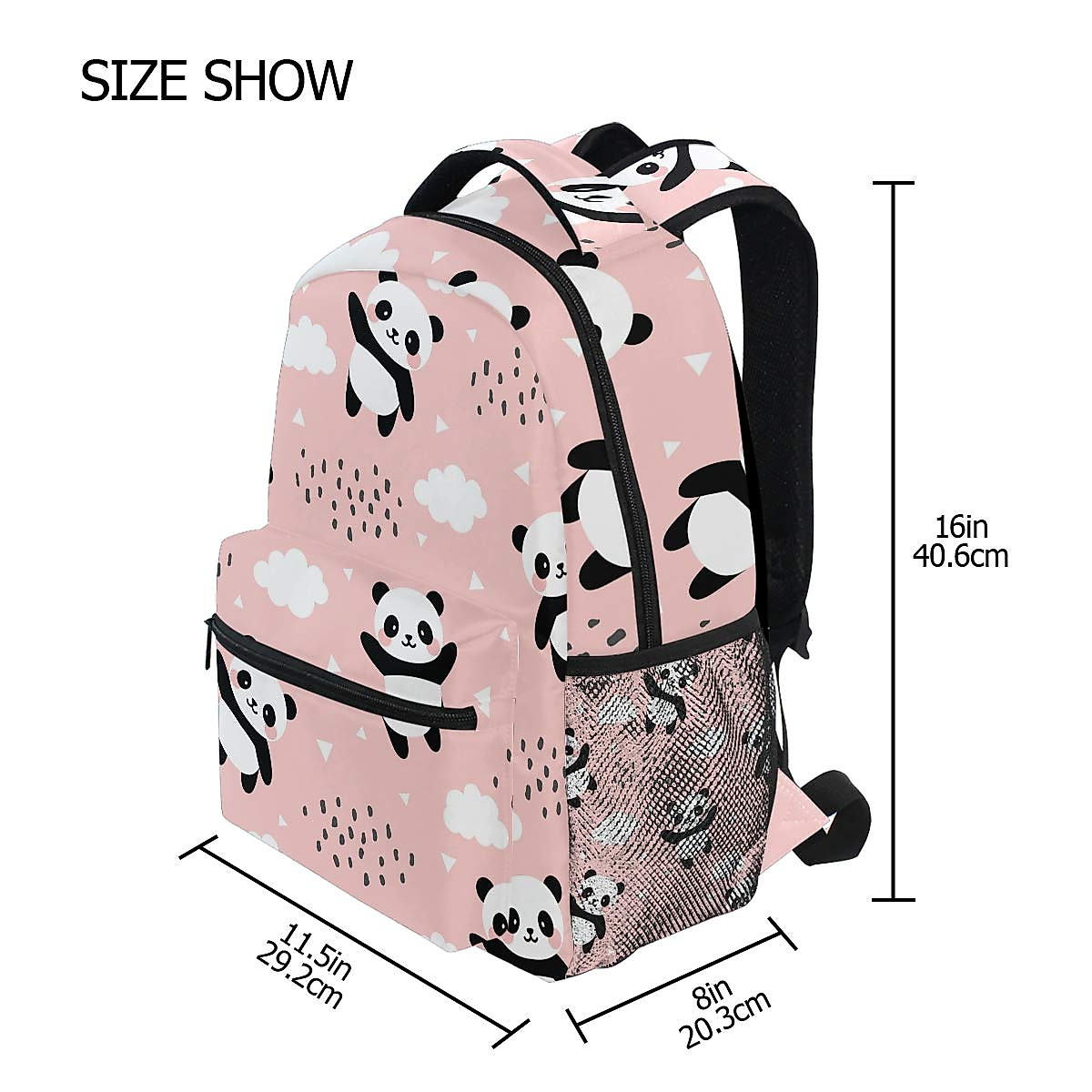 Qilmy Panda Backpack for Girls Student School Bookbag Laptop Computer Travel Daypack, Pink