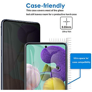 [2-Pack] Tempered Glass Privacy Screen Protector for Samsung Galaxy A53/ A52 / A51 /S20 FE, Anti-Spy 9H Protector Film for Galaxy A53 5G A52(4G/5G) A51 S20 FE 6.5", Case Friendly Easy Install - Black