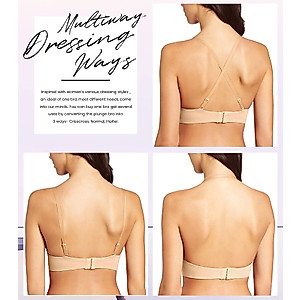 Wekofi Deep V Plunge Bras for Women Convertible Sexy Low Back Invisible Magic Wire Bra(Sand, 38C)