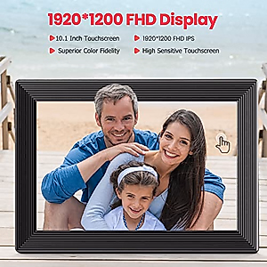 Frameo 10.1 Inch WiFi Digital Picture Frame, Digital Photo Frame with 16GB Storage and USB/TF Memory Card Soles, Free Storage, IPS HD Touch Screen - Gift Guide for Mother's Day