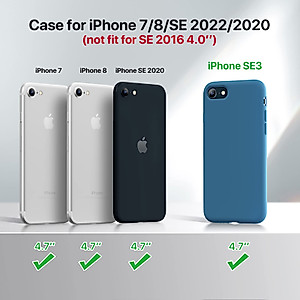 Miracase Ultra Slim Designed for iPhone SE Case 2022(3rd Gen)/iPhone SE 2020 Case(2nd Gen)/iPhone 7 Case/iPhone 8 Case with Screen Protector, Multi-Color Silicone Shockproof Phone Case(Capri Blue)