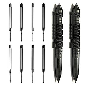 Origin-Joy 2 Pack Tungsten Steel Military Tactical Pen Set, Multifunctional EDC Self Defense Pen With 8 Ballpoint Refills