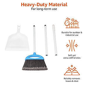 Amazon Basics Dustpan Broom Set, Blue and White