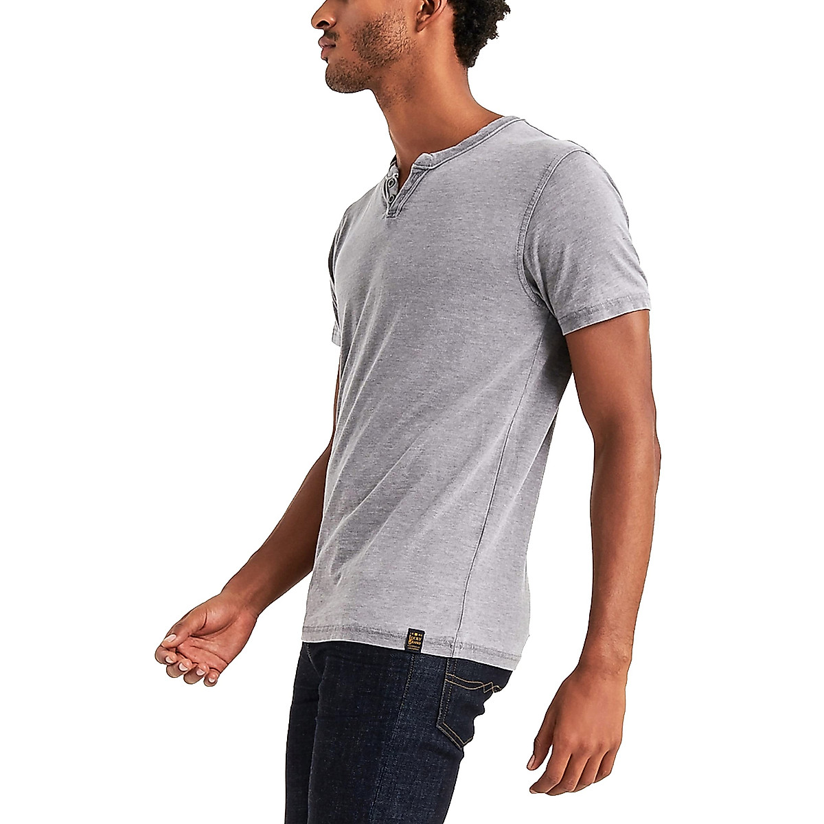 Lucky Brand Men's Venice Burnout Notch Neck Tee Shirt, Frost Grey, X-Large