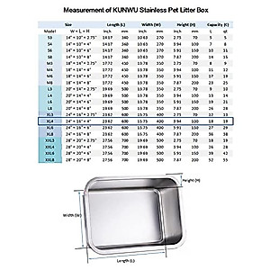KUNWU Stainless Steel Pet Litter Box XL4 24"x16"x4" for Cat, Dog & Rabbit, Corrosion Resistant Easy Clean No Residue Build Up Never Absorbs Odor Stains Rusts Durable Pan (XL (24"x16"), 4" Deep)