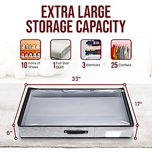 SHIZZO Adjustable Underbed Storage Solution Organizer Bin 30x24.5x5.3 inches Set of 2 - 20 Adjustable Dividers - Use as Shoe Storage or Under Bed Drawers - For Shoes, Clothes, Boots, Toys - Up to 12 Shoes Each organizer - For Closet, Under Bed, Shoe Rack,