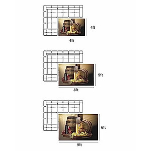 Outdoor Rug Mats,Cask Barrel Wine Glass Fruit Grape Indoor Area Rugs RV Camping Rugs Outside Mat 4x6ft,Floor Carpet for Patio Porch Deck Backyard Picnic Balcony Farmhouse Cellar Wooden Table