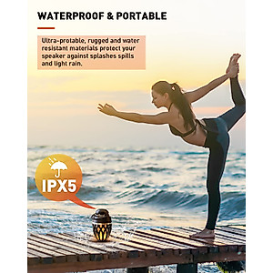 MOFOKEAY 2 Pack Outdoor Bluetooth Speakers,Wireless Speaker with LED Flame Speaker BT 5.0,Waterproof Torch Lantern for Patio Pool Party,Gifts for Women Men