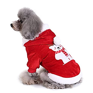 Ornaous Cute Dog Cat Christmas Hoodie, Pet Teddy Bear Cosplay Costume, Puppy Fleece Outfits Warm Clothes（XL Size）