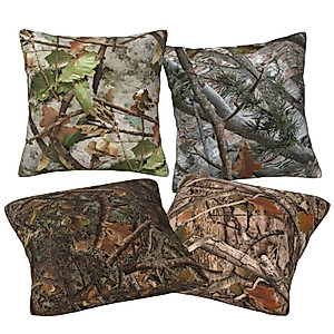 Worltoldb Real Camo Throw Pillow Covers Set of 4 Decorative Soft Linen Fabric Square Cushion Case for Room Bedroom Sofa Car 18x18