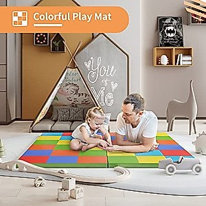 Kids Play Mat Foam Play Mat for Baby, Foldable Baby Foam Play Mat, Waterproof Non-Slip PVC Crawling Mat Suitable for Children's Room, Living Room, Kindergarten Or Nursery (Assorted)