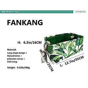 FANKANG Rectangular Laundry Basket Nursery Storage Fabric Storage Bin Storage Hamper,Book Bag,Gift Baskets (Green plant)